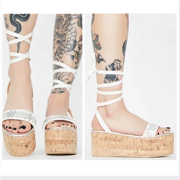 Dolls Kill | Shoes | Dolls Kill White Wrap Around Platform Sandals ...